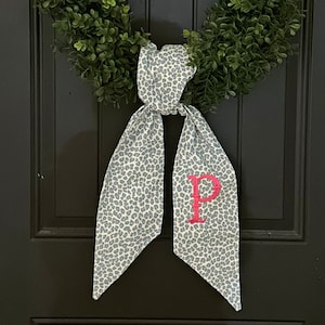 Monogram Floral Chinoiserie Wreath Sash for Front Door, Personalized ...