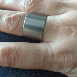 Wide Band Ring Waterproof Jewelry Silver Tube Ring Adjustable Hammered ...