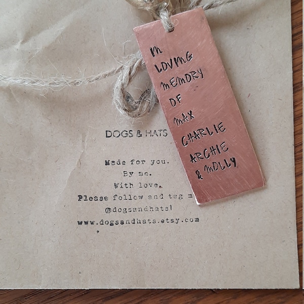 In Loving Memory Of...personalised Hand Stamped Tree Hanging Charm ...