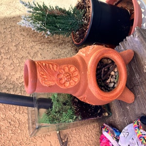 Mini Hand Painted Clay Chiminea, Daisy Mini Chimenea, Insense Burner ...