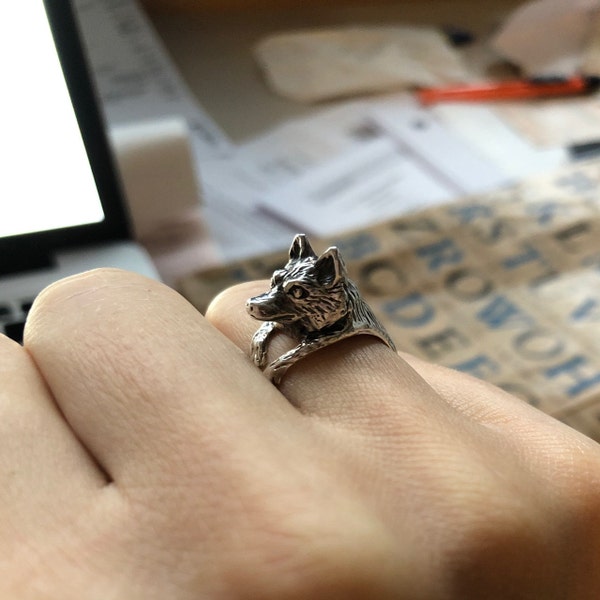 Siberian Husky Ring, Silver Husky Dog, Sterling Silver Ring, Animal ...