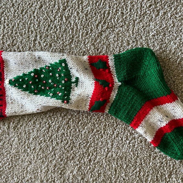 2 Patterns • Knit Christmas STOCKING Patterns • Vintage 1960s "santa ...