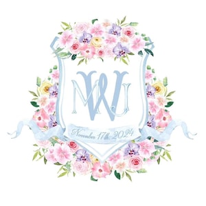 Custom Wedding Monogram Logo, Wedding Monogram, Watercolor Monogram ...