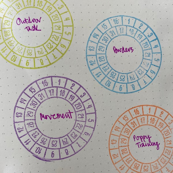 Round Habit Tracker Stamp - 31 Day Calendar Planner Stamp - Etsy
