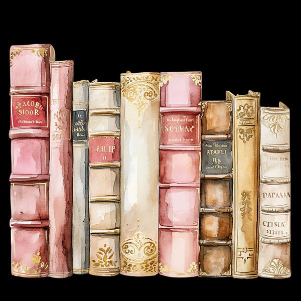 Watercolor Vintage Books Clipart, Book Clip Art, Book Lover, Reading ...