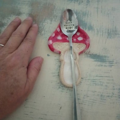 Ceramic Bee With Honeycomb Spoon Rest Handmade Kitchen Yellow Spoon ...