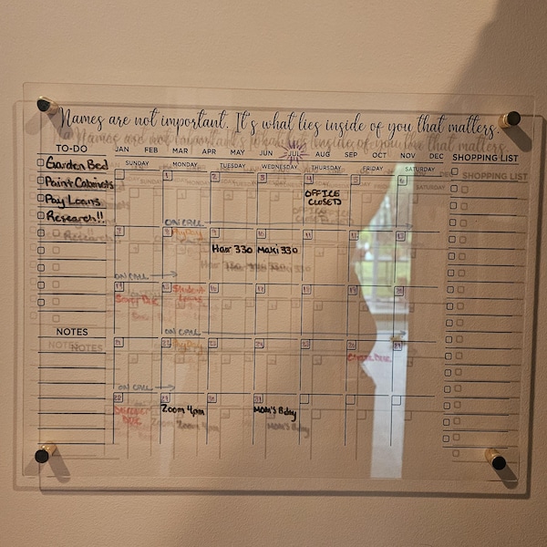 Personalized Acrylic Calendar for Wall | Acrylic Dry Erase Board ...