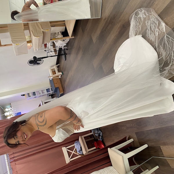 SOPHIA | Cathedral Organza Floral Veil/ Custom Veil/cathedral Wedding ...