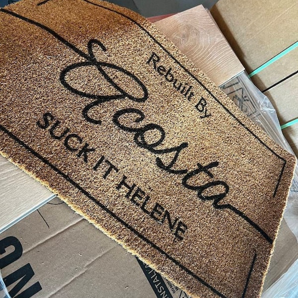 Welcome to Our Home Personalized Name Doormat, Flocked Coir Door ...