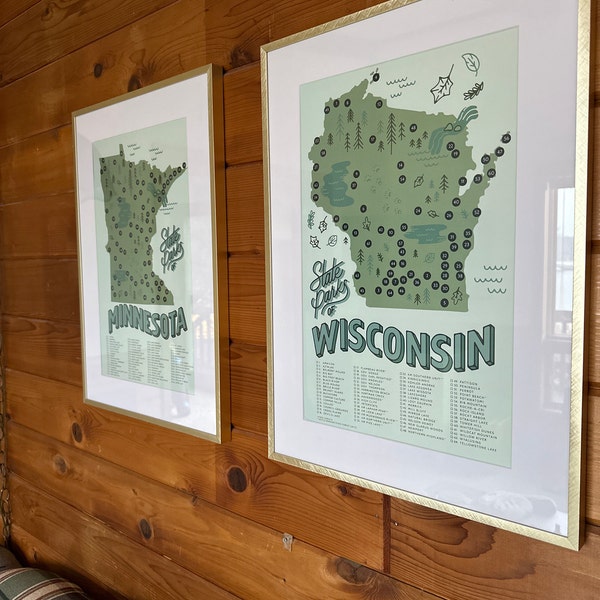 Wisconsin State Parks Map & Checklist | 11x17" Print - Etsy