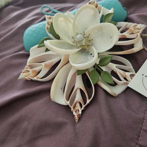 Coastal Seashell White Star Snowflake Ornament With White Flower - Etsy