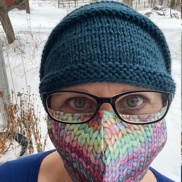 Knit and Purl Yarn Print Reusable Three-ply Face Mask With Pocket for ...
