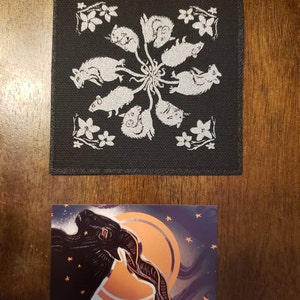 Rat King Silver Screen Print Fabric Patch 8x8cm Goth, Rat Lover Gift ...