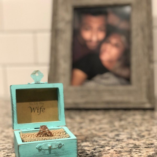 Mint Engagement Ring Box, Shabby Chic Wedding Ring Box, Rustic Pillow ...