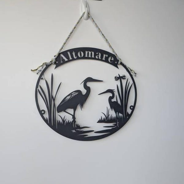 Custom Metal Heron Sign,great Blue Heron Sign,personalized Heron Sign ...