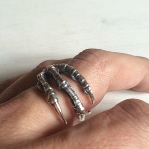 Raven Claw Ring in Solid Sterling Silver Carrion Crow - Etsy
