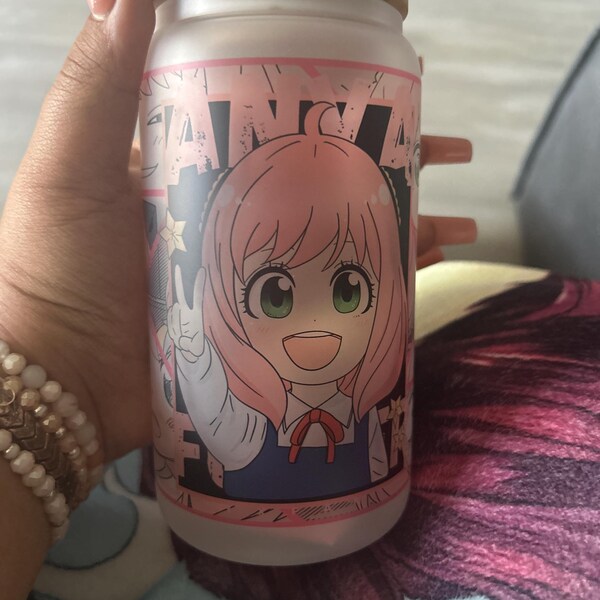 16oz Glass Tumbler / Anime / Manga / Kawaii / Cute / Glass Cup With Lid ...