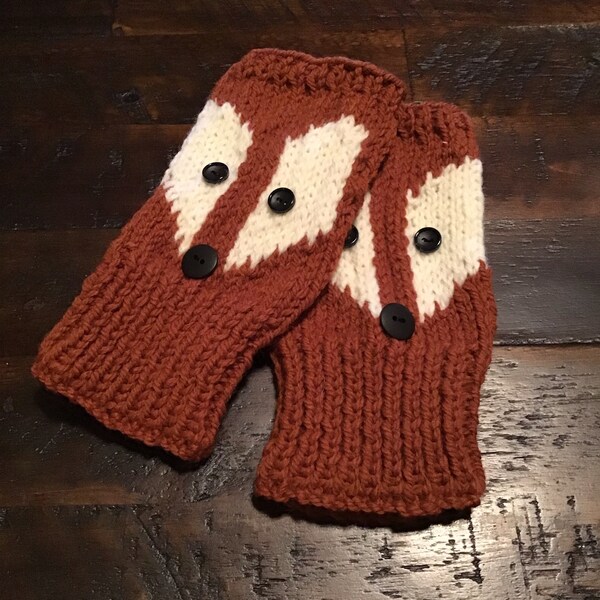 Handknitted Reindeer/fawn Fingerless Mittens/gloves - Brown - Etsy