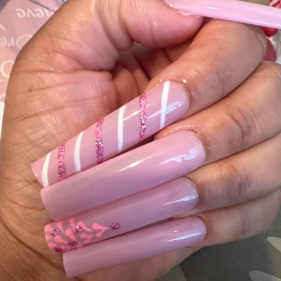 Blue Croc French Press on Nails Press on Nails Long Nails - Etsy