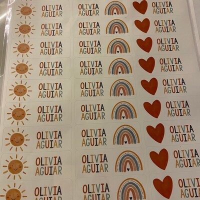 30 Personalized Watercolor Rainbow and Sun Name Labels Waterproof Name ...