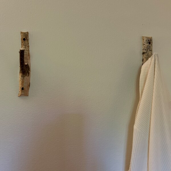 Tree Branch Hooks. Wood Birch Hooks. Wall Hooks, Handmade Coat Racks ...