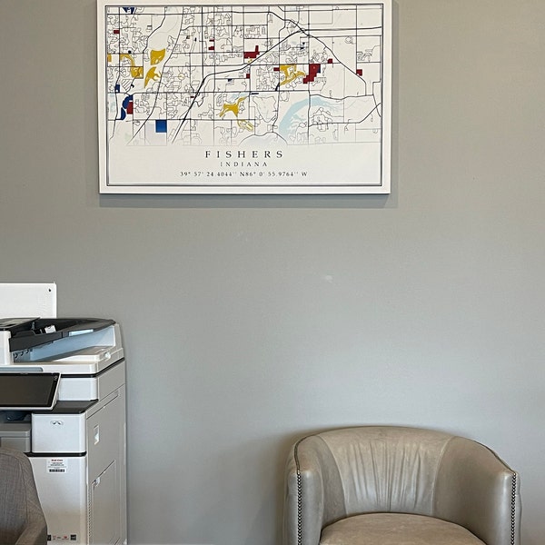 Fishers Indiana Map Fishers Indiana Contemporary Map Poster Fishers ...