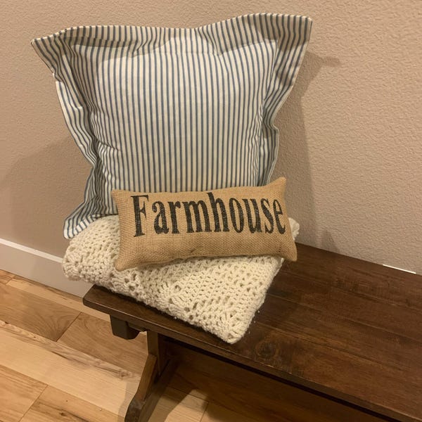 Believe Christmas Red Burlap Pillow | 6" X 13" Farmhouse Stuffed Burlap ...