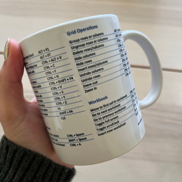 Excel Super Shortcuts Mug (from Tiktok): Nerd Gift Coworker Coffee Mug ...