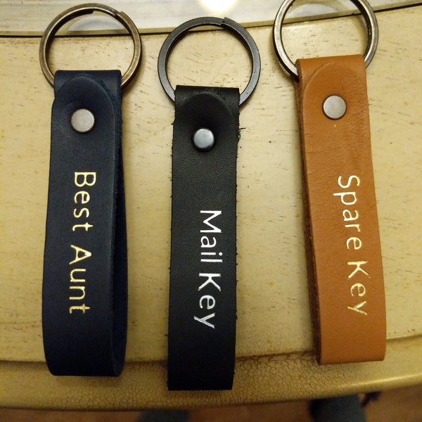 Personalized Leather Keychain, Monogrammed Leather Key Chain, Custom ...