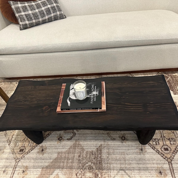 Shou Sugi Ban Reclaimed Wood Coffee Table • Smooth Dark Low End Table ...