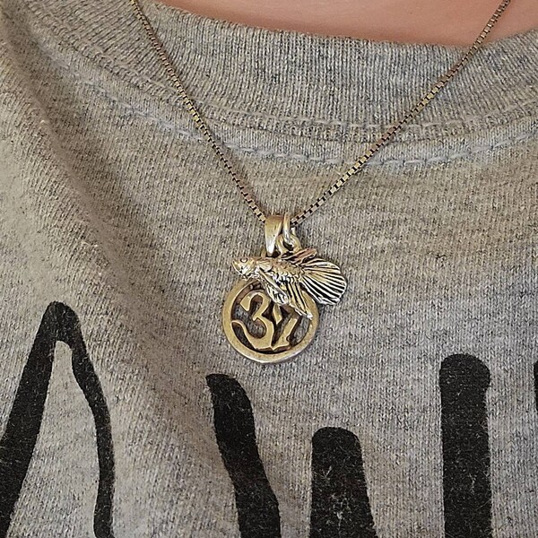 Betta Fish Charm Silver Plated Siamese Fighting Fish Charm for Necklace ...