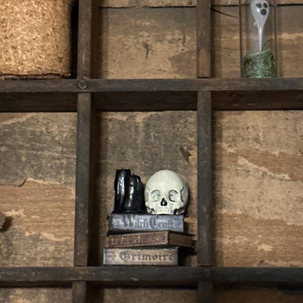 Handmade Miniature Set of Spell Books With Skull and Candles, Mini ...