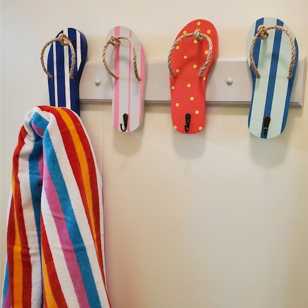Flip Flop 4 Hook Wall Rack - Etsy