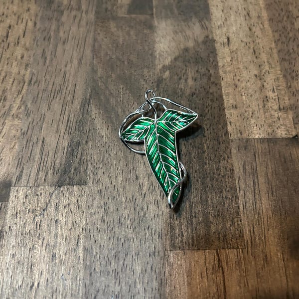Green Enamel Ivy Leaf Pin: Silver Elf Cloak Brooch - Etsy