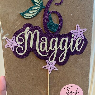 Customized Mermaid Glitter Birthday Cake Topper Glitter Mermaid Cake ...