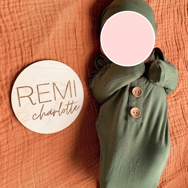 Personalized Baby Name Disk-laser-engraved Wooden Plaque for New Baby's ...