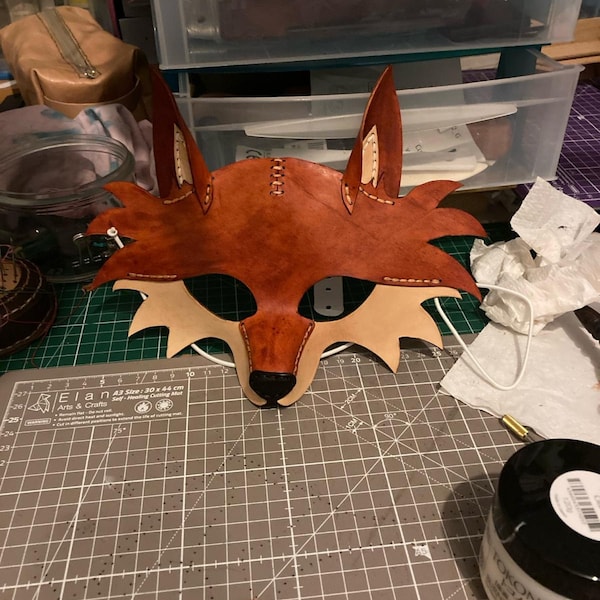 PDF & DXF Leather Fox Mask Pattern, 3 Sizes, Leather Mask Pattern ...