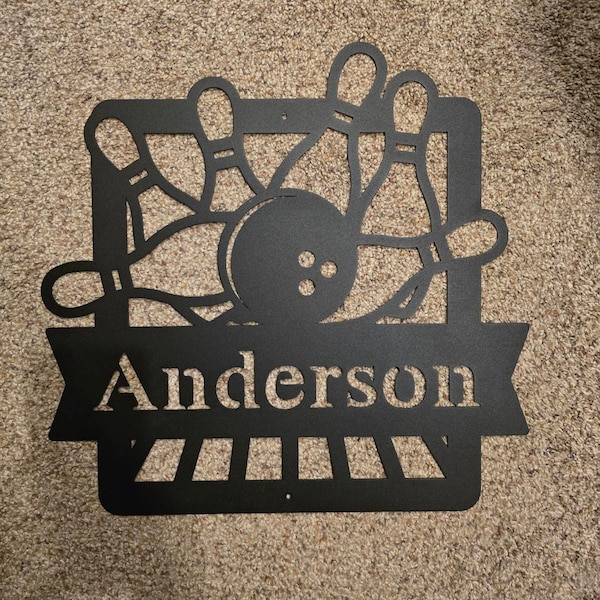 Bowling Monogram Metal Sign NEW, Family Fun Name Sign, Personalized ...