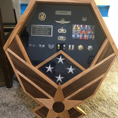 Handcrafted Air Force Shadow Box Oak & Black Walnut Includes Flag - Etsy