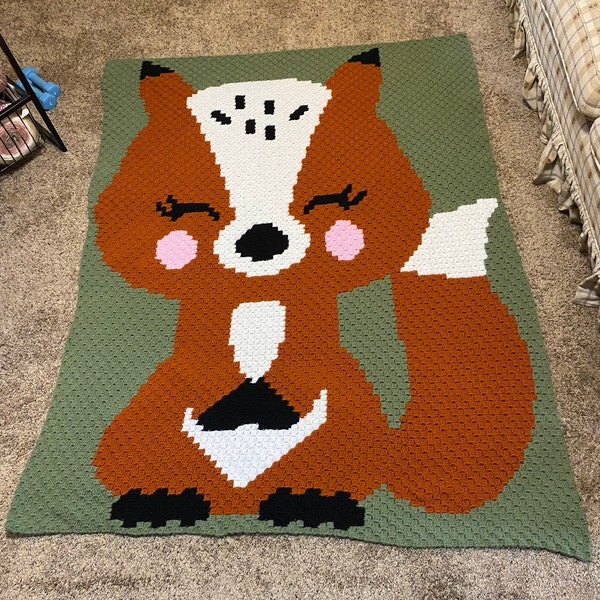 Woodland Baby Fox Graph & Pattern C2C and Tapestry Crochet - Forest ...