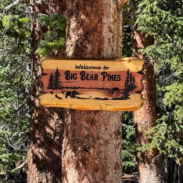 OUTDOOR Live Edge Cedar Wood Sign - Custom Carved Sign - Cabin Sign ...