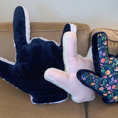 ASL ILY Pillow I Love You Hand Shape // Black With Multi-colored ...