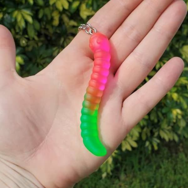 Gummy Worms Keychain | Neon Keychains | Unique Batch | Resin Gummy ...