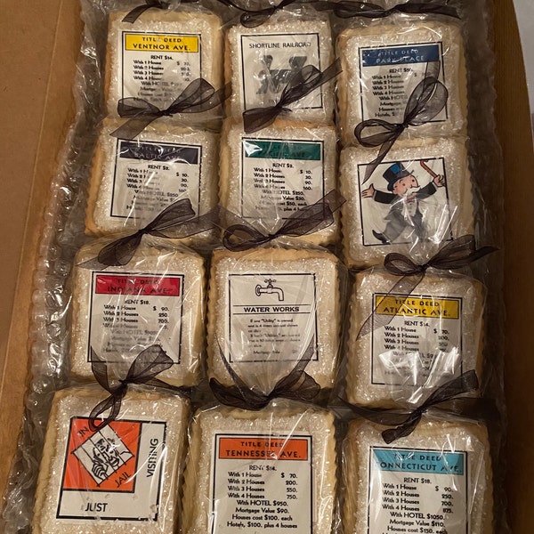 Party Favors Custom Cookies Monopoly Property Cards- 1 Dozen - Etsy