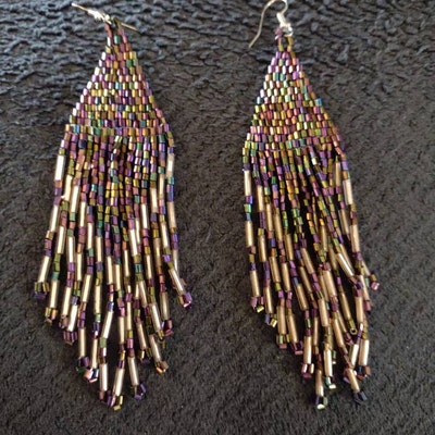 BOHO Seed Bead Earrings Tassel Fringe Drop Dangle Earrings Cowgirl ...