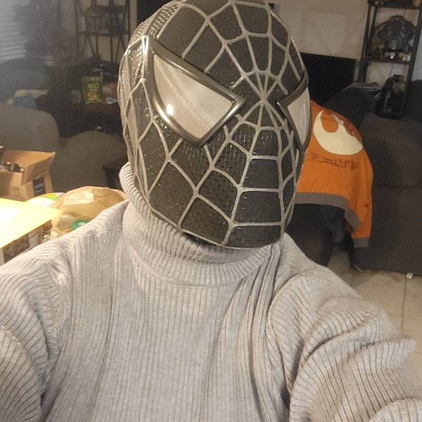 Black Spiderman Mask,tobey Maguire Spiderman Mask With Faceshell Lenses ...