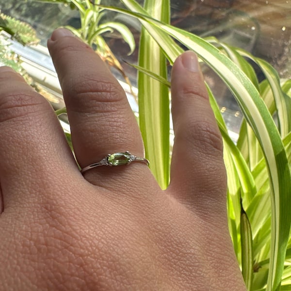 Natural Peridot Ring in Sterling Silver, Genuine Green Periot Ring ...