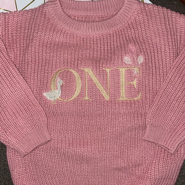 Baby Boys "beary First Birthday" Sweater - Girls One Embroidered ...