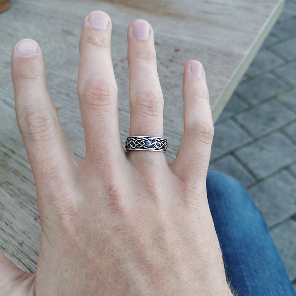 Infinity Wedding Band With Sapphires, Sterling Celtic Wedding Band ...