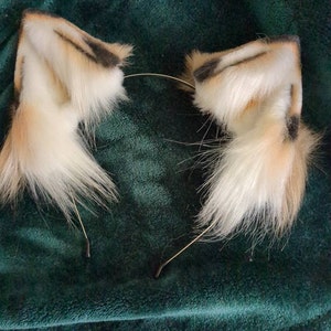 Realistic Faux Fur Snow Leopard Ear and Tail Set Anime Cosplay Tail and ...